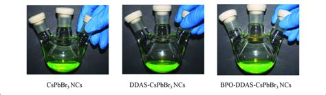 Photographs Of Cspbbr 3 Ncs Ddas Cspbbr 3 Ncs And Bpo Ddas Cspbbr 3