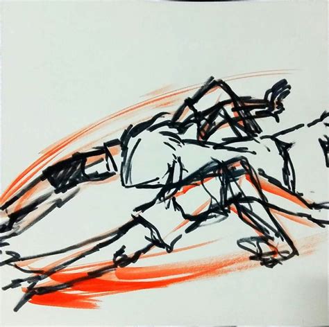 배구에서 공을 받아치는 리시브를 팔동작 위주로 표현했습니다 븟펜 물감