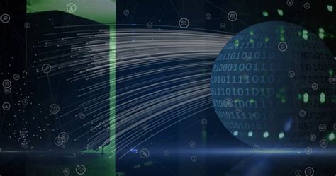 data server technology globe with binary code transfer royalty free