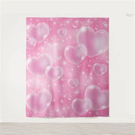 Pink Bubble Hearts 90s Photo Party Backdrop Zazzle