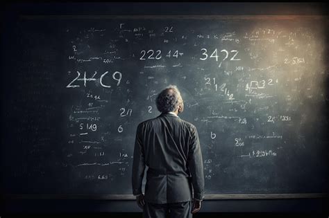 Premium Photo Scientist In Front Of A Blackboard With Equations And