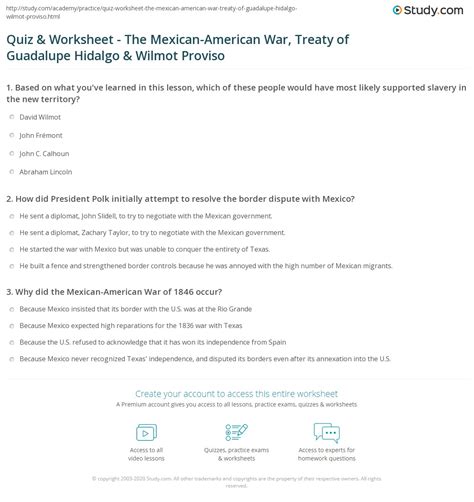 Mexican American War BrainPOP Worksheets Library