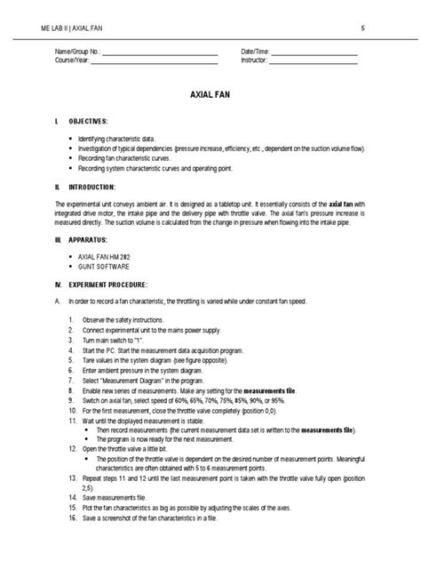 Axial Fan Lab Experiment Moduleedited Pdf