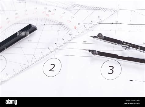 Architect Blueprints Equipment Objects Workplace Paper Office Stock