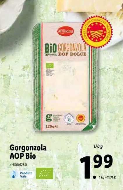 Promo Gorgonzola Aop Bio Milbona Chez Lidl Icatalogue Fr