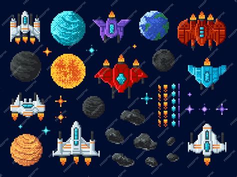 Premium Vector Arcade Shooter 8 Bit Pixel Art Game Space Invaders