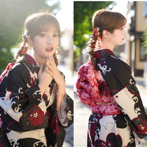 👘🍡12日式 傳統和風黑色和服 改良版日本和服 紅櫻👘🍡｜和服｜浴衣｜腰帶｜肌著｜草履｜和裝小物｜寫真｜賞櫻 蝦皮購物