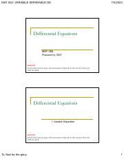 Solving Differential Equations: Variable Separable Method | MAT ...