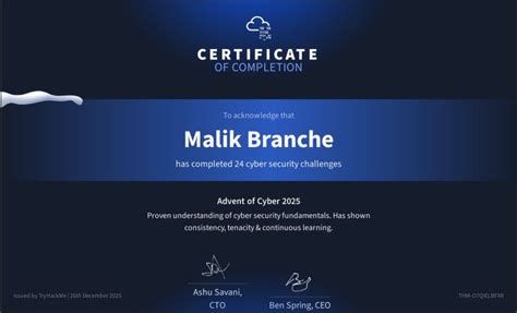Cybersecurity Adventofcyber Tryhackme Continuouslearning Malik