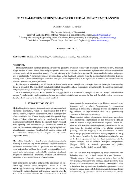 Pdf 3d Visualization Of Dental Data For Virtual Treatment Planning