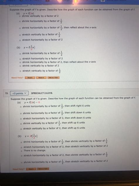 Solved Suppose The Graph Of Is Given Describe How The Graph Chegg Com