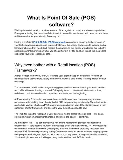 PPT What Is Point Of Sale POS Software PowerPoint Presentation Free Download ID