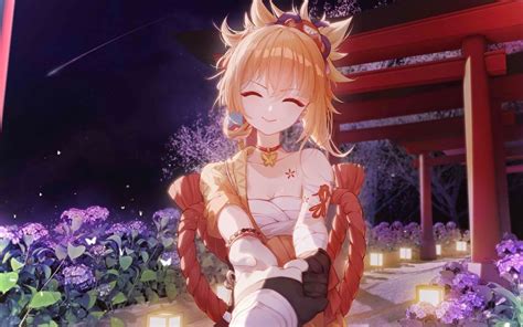Lumine And Yoimiya Genshin Impact Drawn By Morh Danbooru