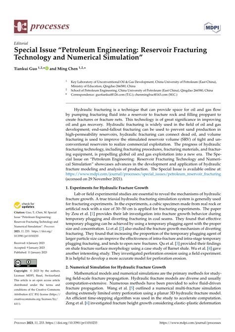 Pdf Special Issue Petroleum Engineering Reservoir Fracturing