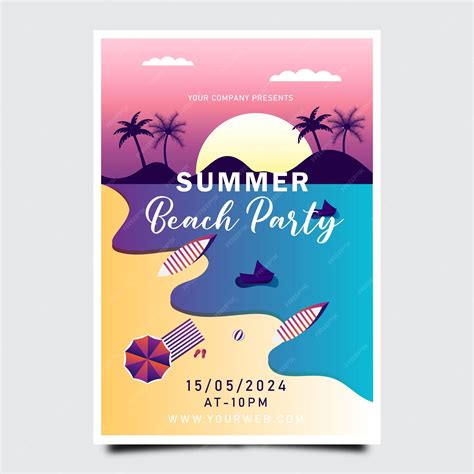 Premium Vector Gradient Summer Beach Party Poster Template