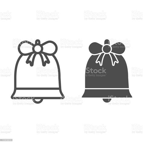 활 선과 단색 아이콘벨 흰색 배경에 Xmas 휴일 핸드벨 개요 스타일 픽토그램입니다 모바일 개념 및 웹 디자인에 대한 크리스마스