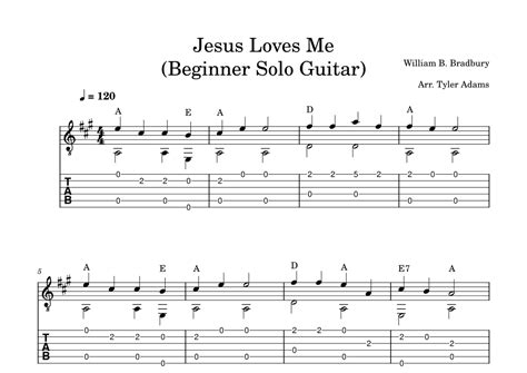 Jesus Loves Me Beginner Solo Guitar Arr Tyler Adams By William B