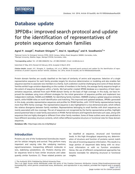 PDF PFDB Improved Search Protocol And Update For The Identification Of Representatives Of