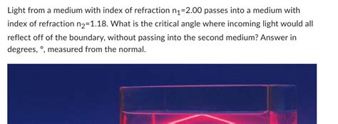 Solved Light From A Medium With Index Of Refraction N Chegg