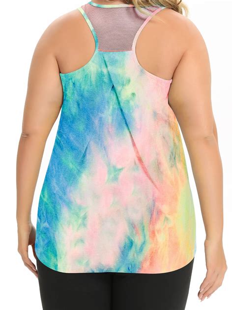 Tiyomi Plus Size Womens Rainbow Tie Dye Tank Tops 2x Racerback