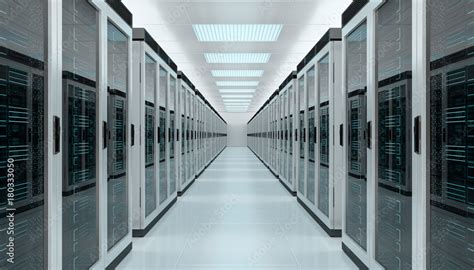Server Room Data Center Interior 3d Rendering Stock Illustration