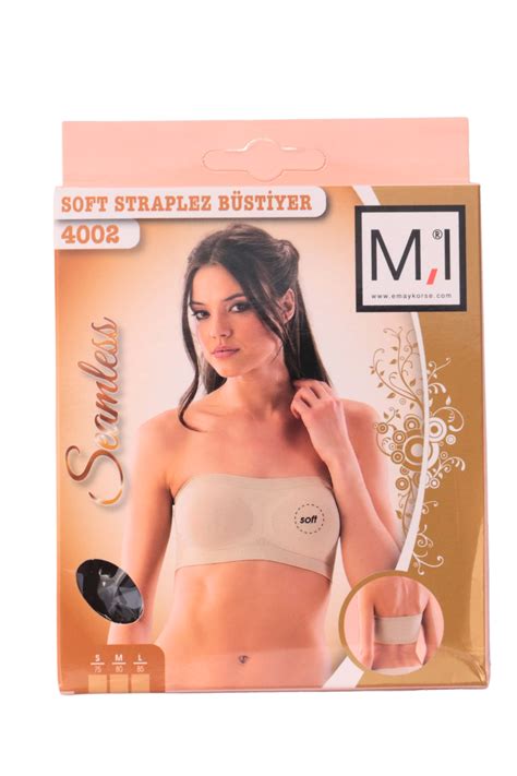 Mi Soft Seamless Strapless Bustier Bra In White Code 4002 Dunipa
