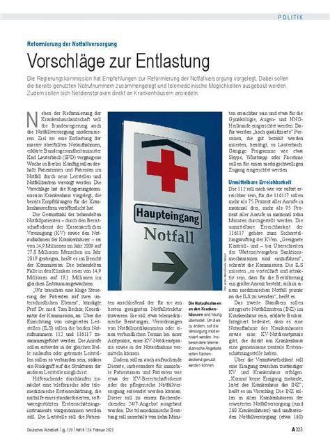 Reformierung der Notfallversorgung Vorschläge zur Entlastung