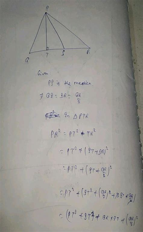 3 in triangle p q r seg p s is median of triangle mathrm