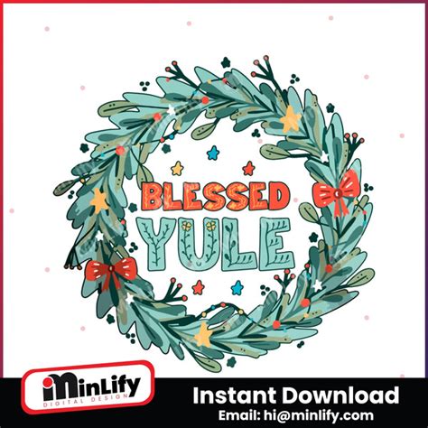 Vintage Blessed Yule Christmas Wreath Svg Cricut File Inspire Uplift