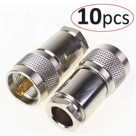 Pack 10 X Conector Uhf Pl259 Macho Abrazadera Para Cable Lmr Cuotas