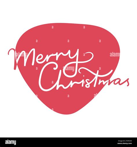 Merry Christmas Quote In Abstract Red Shape Hand Drawn Lettering Calligraphy Inspired Vector