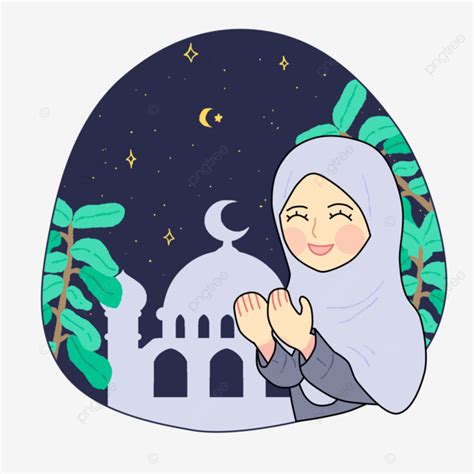晚上祈禱的穆斯林婦女或女孩 女士 穆斯林 祈禱素材圖案，psd和png圖片免費下載