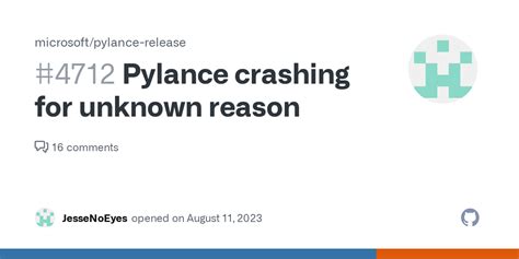 Pylance Crashing For Unknown Reason · Issue 4712 · Microsoftpylance