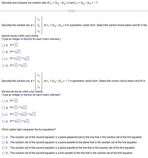 Solved Describe And Compare The Solution Sets Of Chegg Com