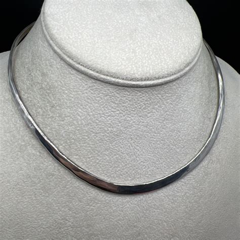 Vintage Signed Sterling Silver 925 Open Back Collar C Gem