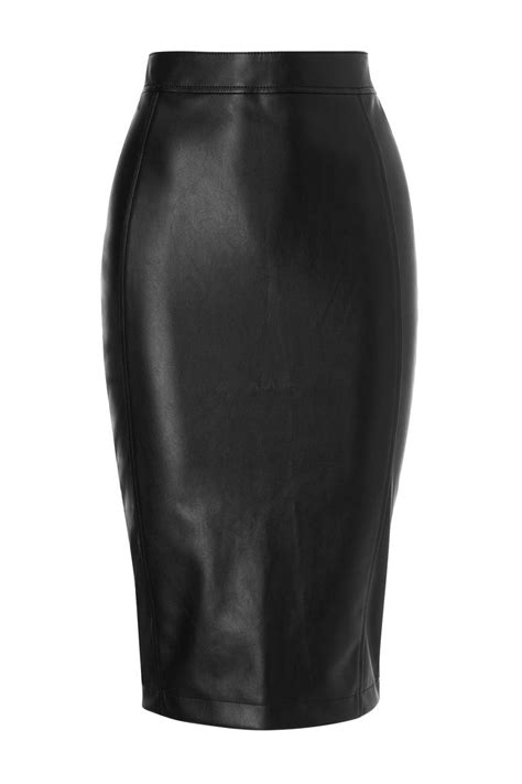 Faux Leather Pencil Skirt Pencil Skirt Black Midi Skirt Pencil Black Faux Leather Leather