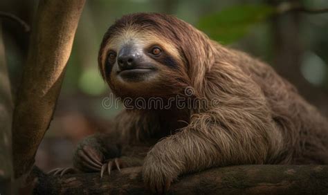 A Beautiful Photograph Of The Pygmy Three Toed Sloth Stock Illustration