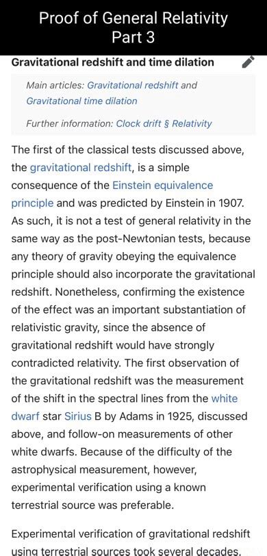 Proof Of General Relativity Part Gravitational Redshift And Time