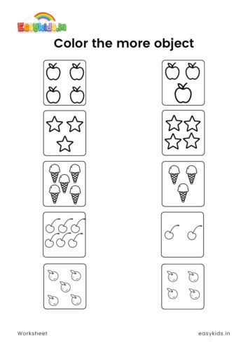 Colour The More Objects Worksheet