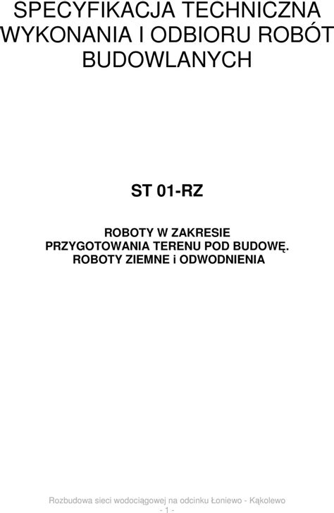 SPECYFIKACJA TECHNICZNA WYKONANIA I ODBIORU ROBÓT BUDOWLANYCH PDF