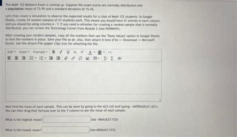 Solved The Math 122 Midterm Exam Is Coming Up Suppose The