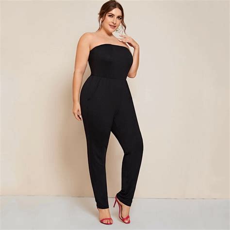 Plus Size Strapless Tube Jumpsuits Vrouwen Solid B Vicedeal