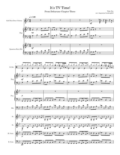 Its Tv Time Toby Fox Sheet Music For Piano Celesta Flute French Horn And More Instruments