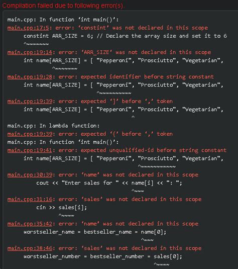 C Having Trouble About 6 Errors In My Array Code Stack Overflow