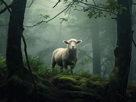 Premium Ai Image Cute Small Sheep Lost In The Forest Parable Of Lost