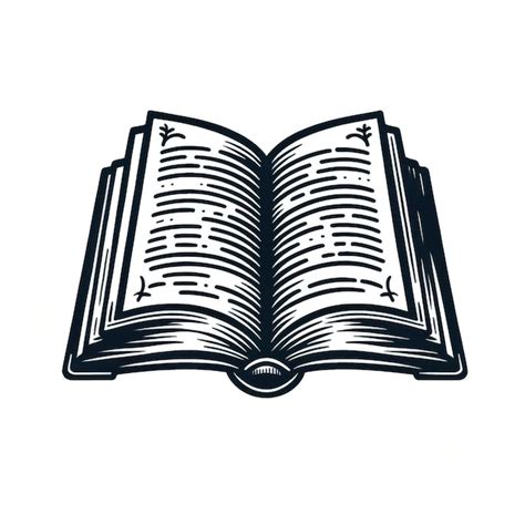 Libro Abierto En Blanco Y Negro Aislado Sobre Un Fondo Blanco Imagen