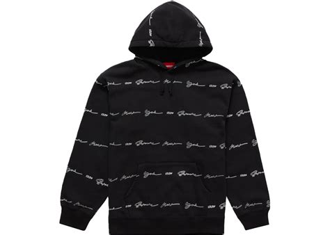 Supreme Script Stripe Hooded Sweatshirt Black Mens Ss22 Us