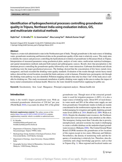Identification Of Hydrogeochemical Processes Controlling Groundwater
