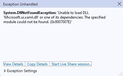 WInUI Crashes Trying To Build Simple Application From VS Templates Issue Microsoft