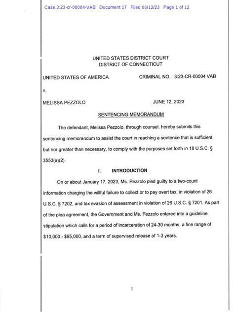 Pezzolo Melissa Sentencing Memo Pdf Misconduct Crimes